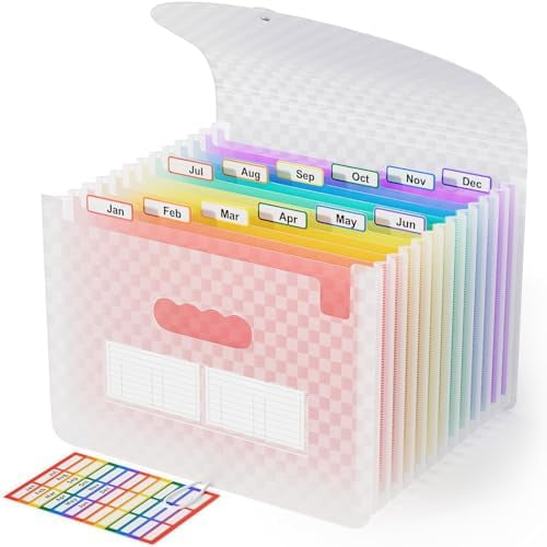 12 Pockets Accordion File Organizer Expanding File Folders, Portable ...