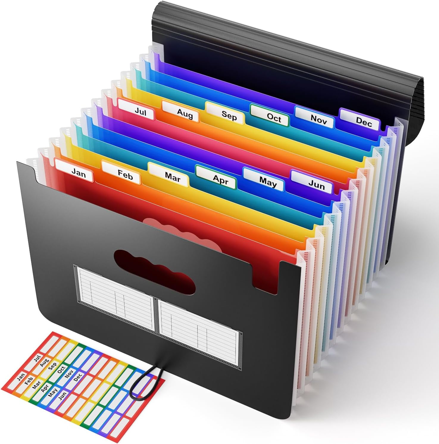 12 Pockets Accordion File Organizer, Expanding File Folders, Portable ...