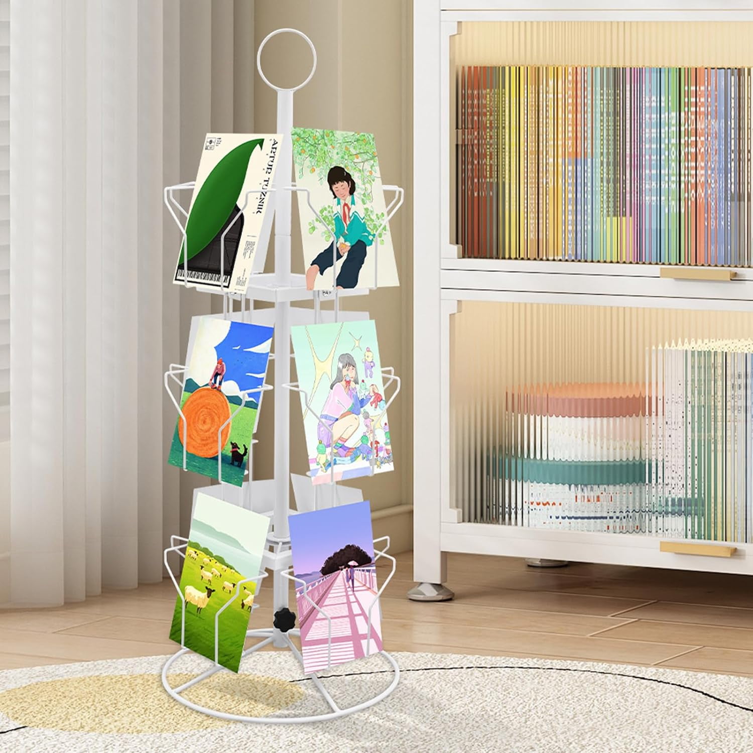 12 Pockets Countertop Rotating Greeting Card Rack 3 Tier Metal Display ...