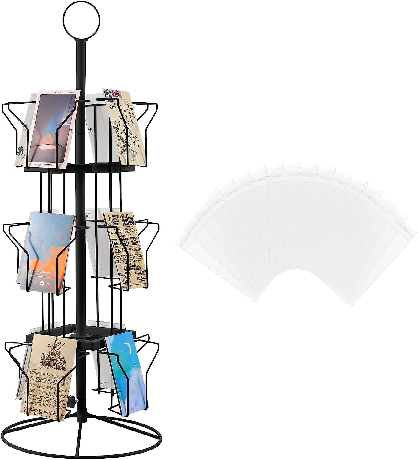 12 Pockets Greeting Card Display Stand Countertop Rotating Greeting ...