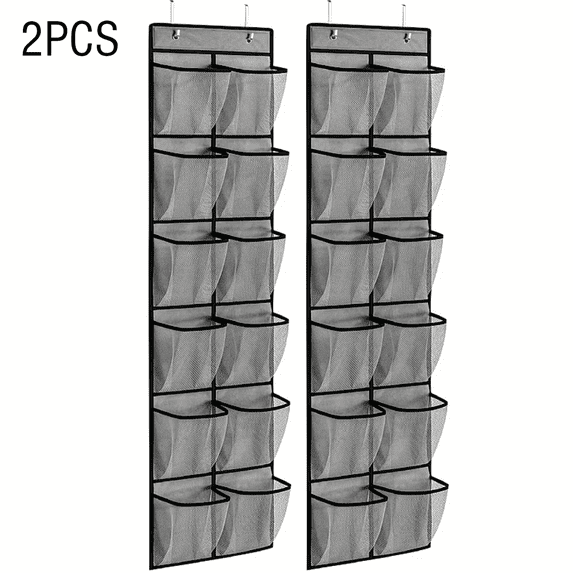 12 Pockets Over the Door Shoe Organizer Large Mesh Pockets With 2 Hooks ...