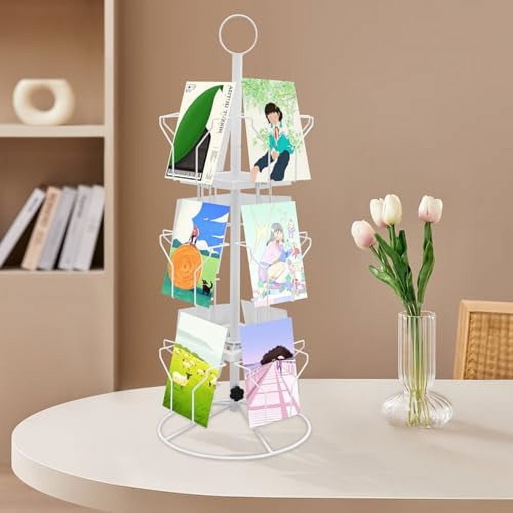 12 Pockets Rotating Greeting Card Display Rack, 3 Tier Metal Display ...