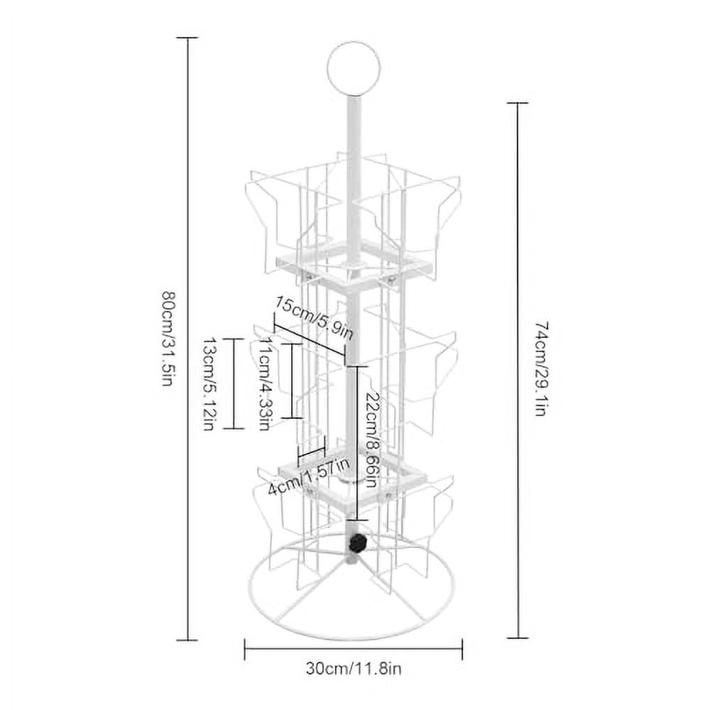 12 Pockets Rotating Greeting Card Display Rack, 3 Tier Metal Display ...