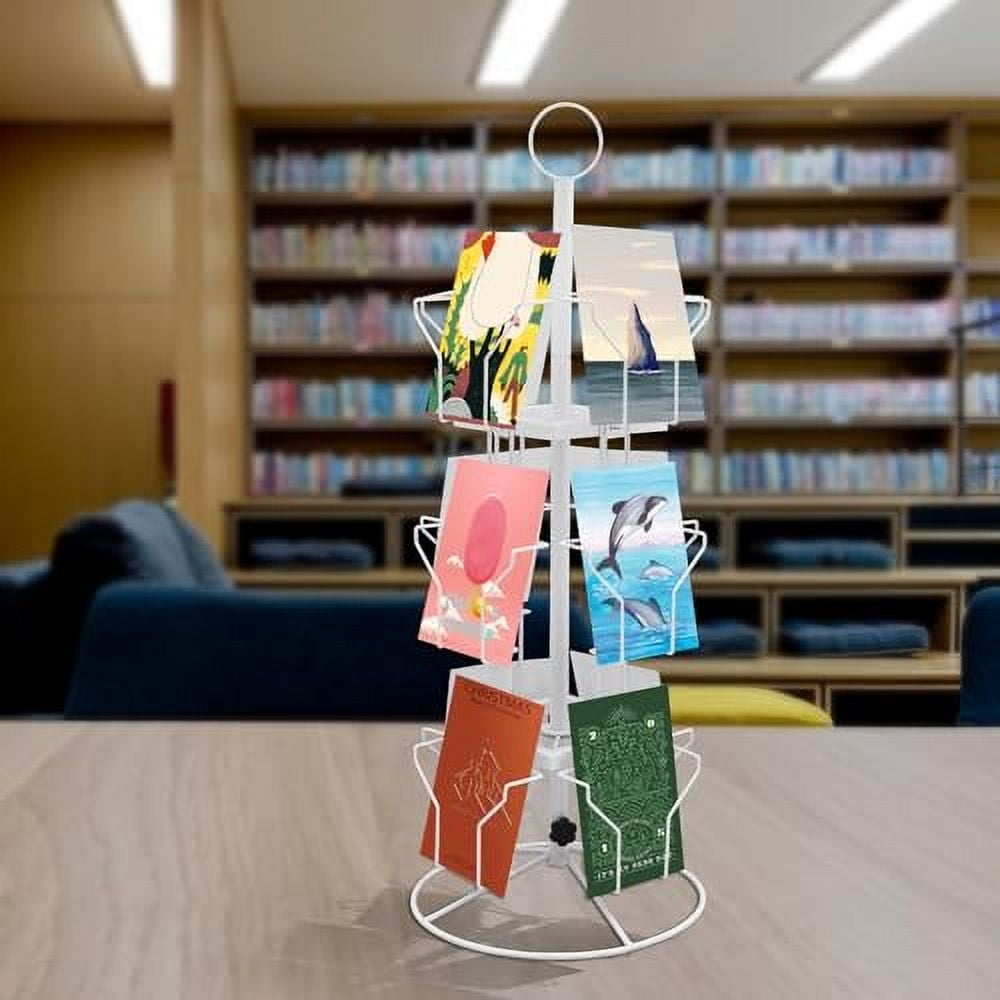 12 Pockets Rotating Greeting Card Rack, 3 Tier Metal Rotating Card ...