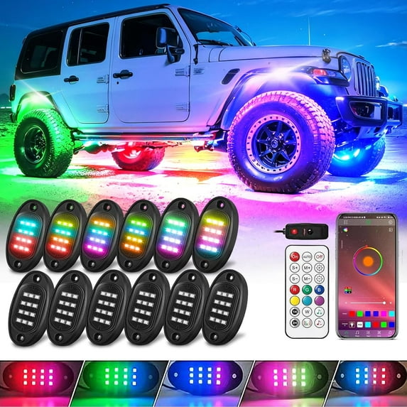12 Pods +IC Rock Lights for Golf Cart ATV UTV SUV Offroad, Sync Music ...
