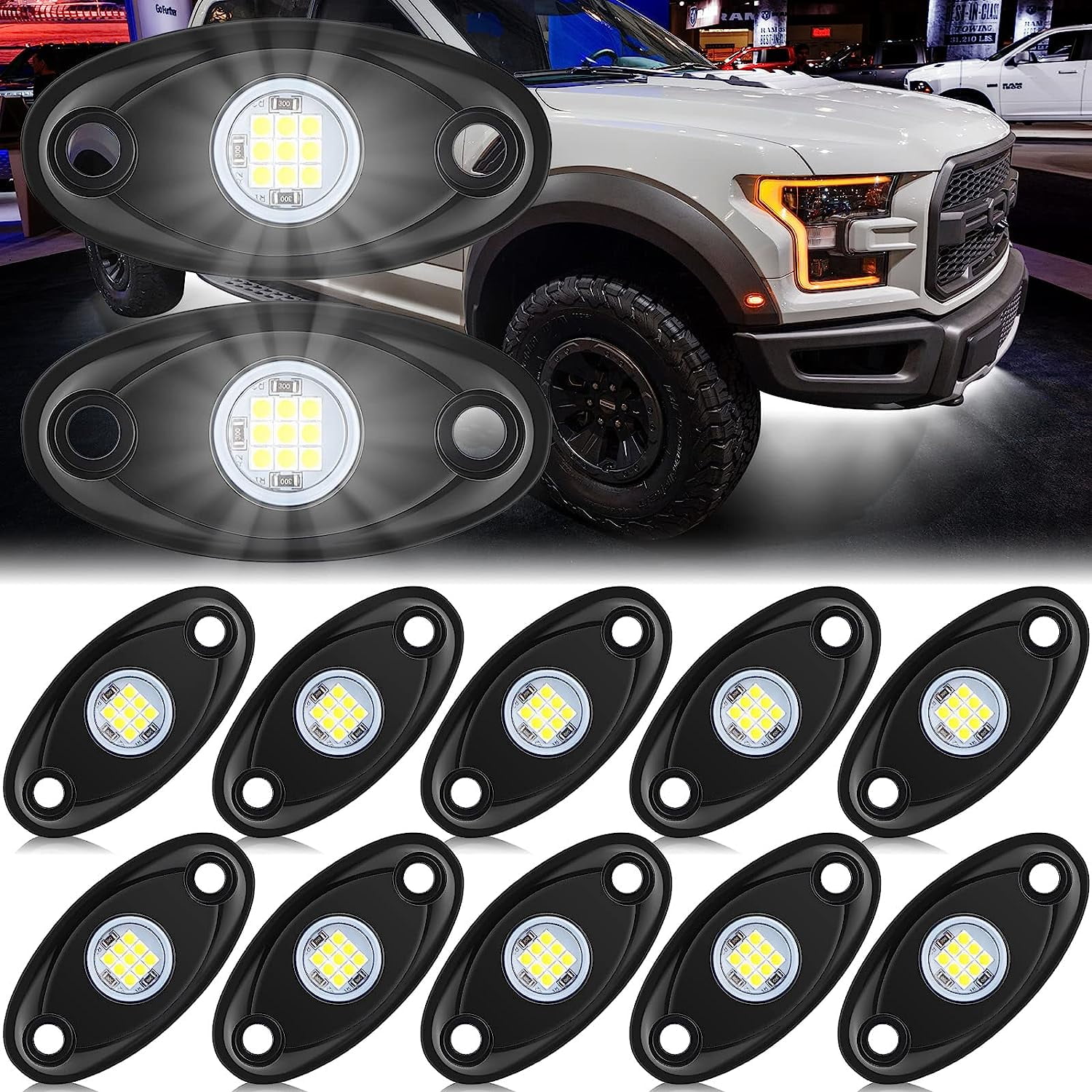 12 Pods Rock Lights LED Lights for Car SUV Underglow Lights Waterproof ...