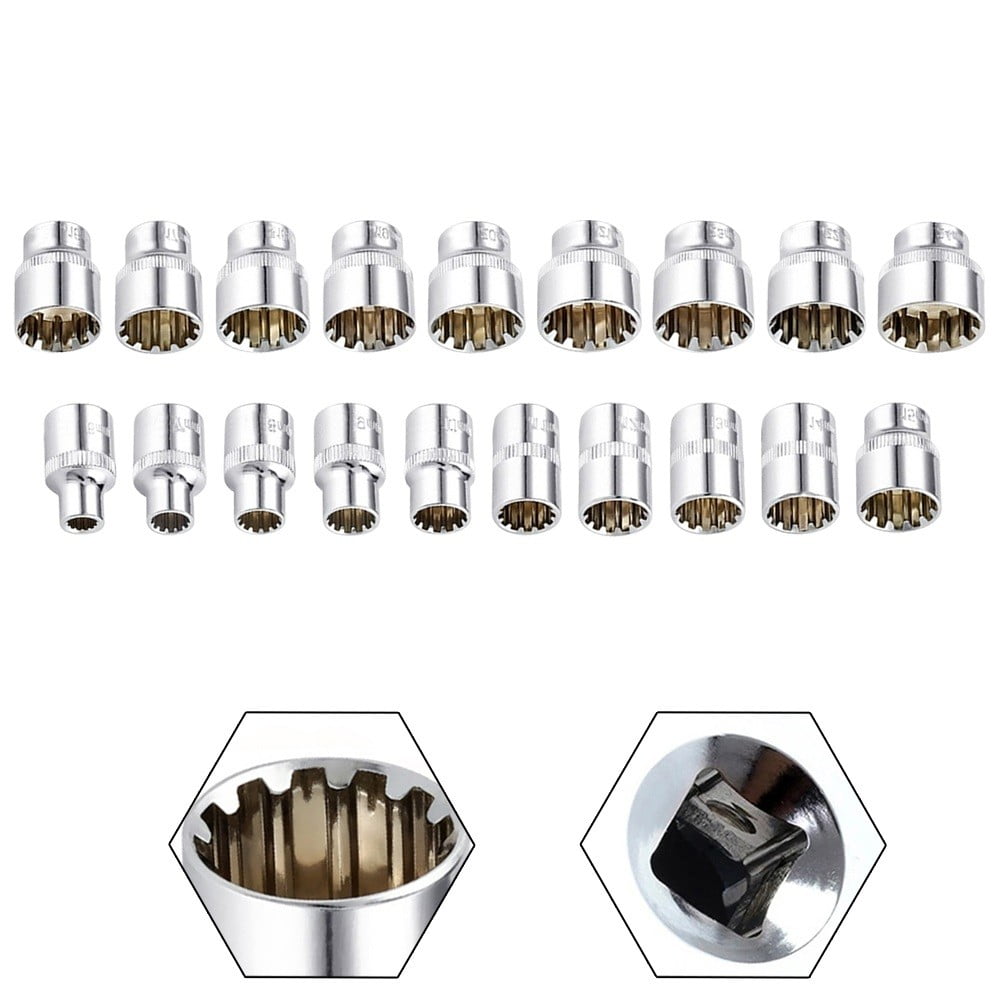 12 Point 12 Point Socket Bit Mirror Short Socket Head 3/8Inch Drive ...