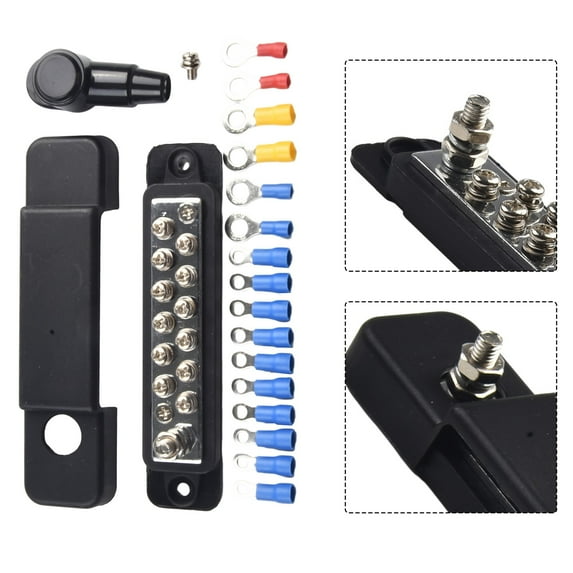 12 -Point Battery Power Composition Block Bus Bar Positive Negative 12V ...