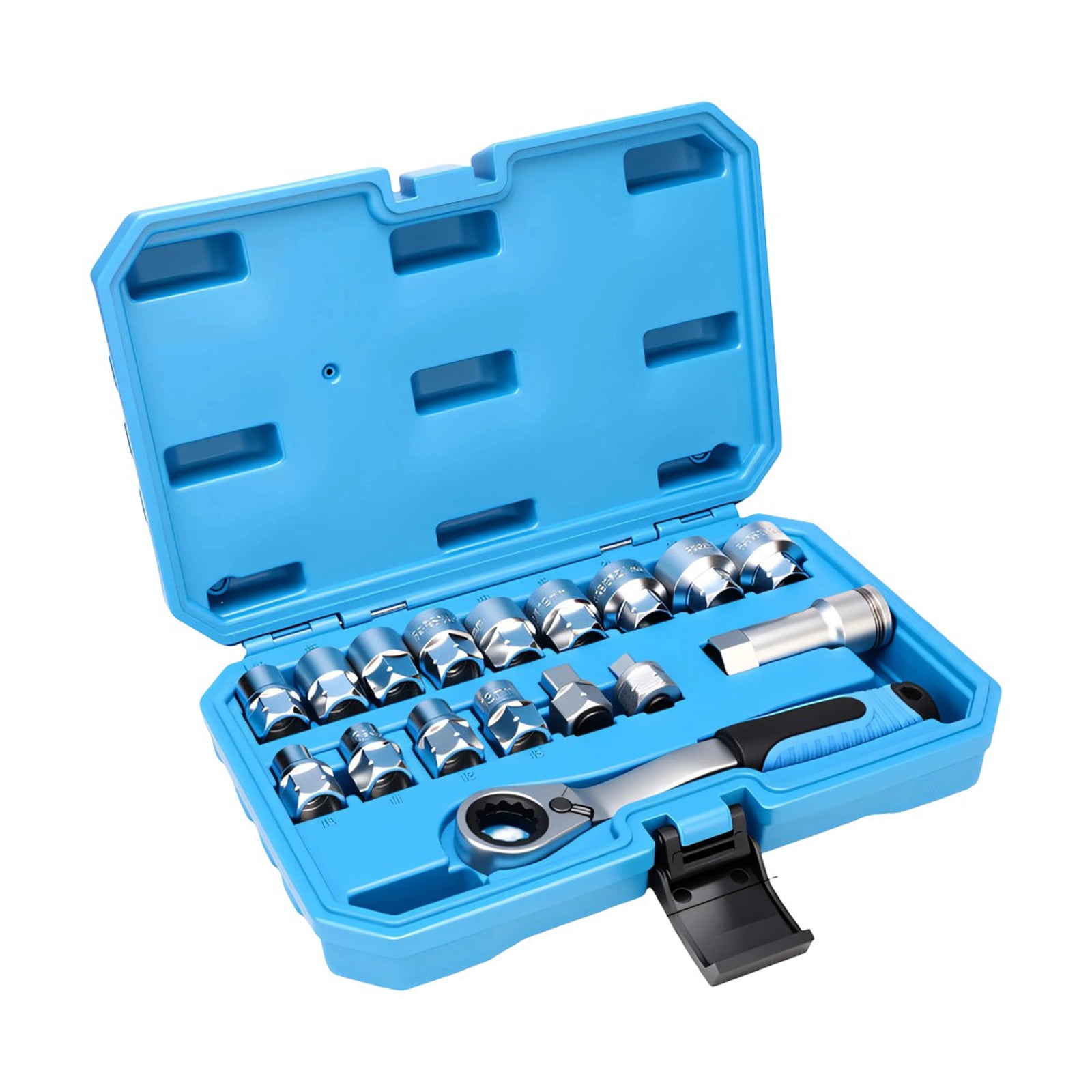 12 Point Teeth Socket Set Bidirectional Ratcheting Pass Through Design ...