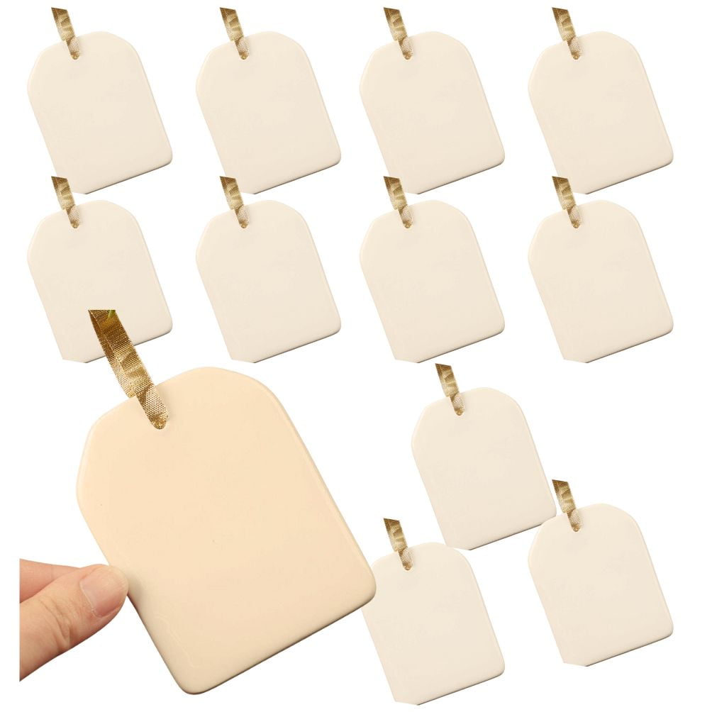 12pc Flat Porcelain Tag Ornament Set - for Christmas - Factory Direct ...