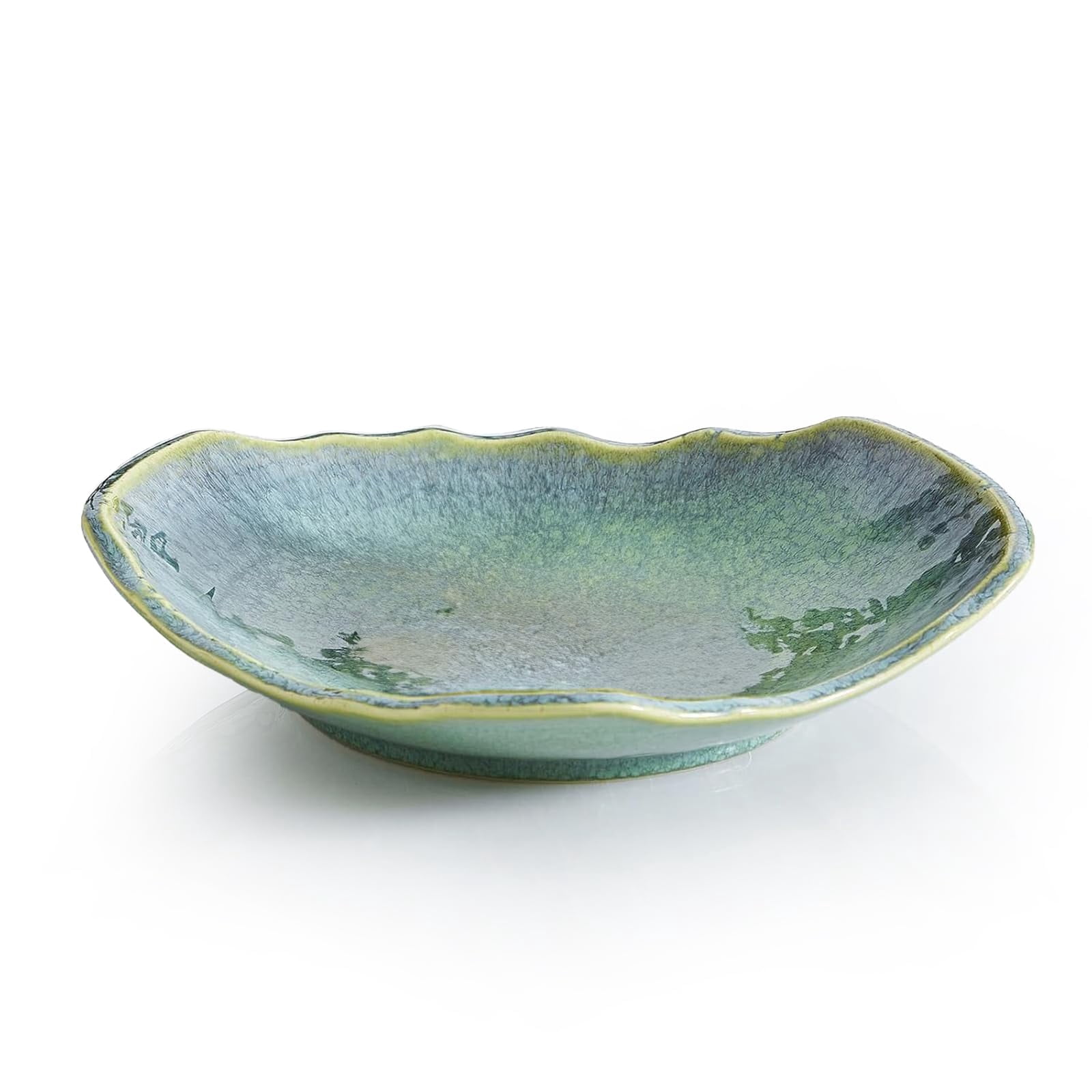 12" Porcelain Decorative Bowl, Green Ceramic Decorative Bowls Home ...