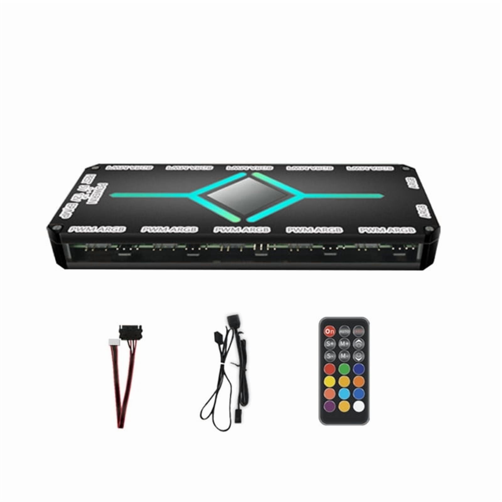12 Port ARGB and 10 Port PWM Fan Hub Controller with Remote Magnetic 5V ...