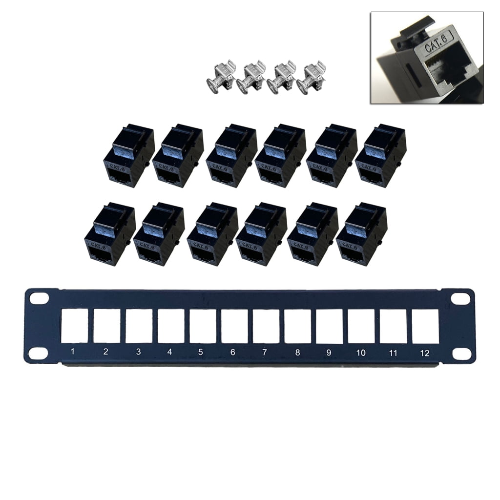 12 Port CAT6 Wallmount Patch Panel 10G Support 1U Network Patch Panel ...