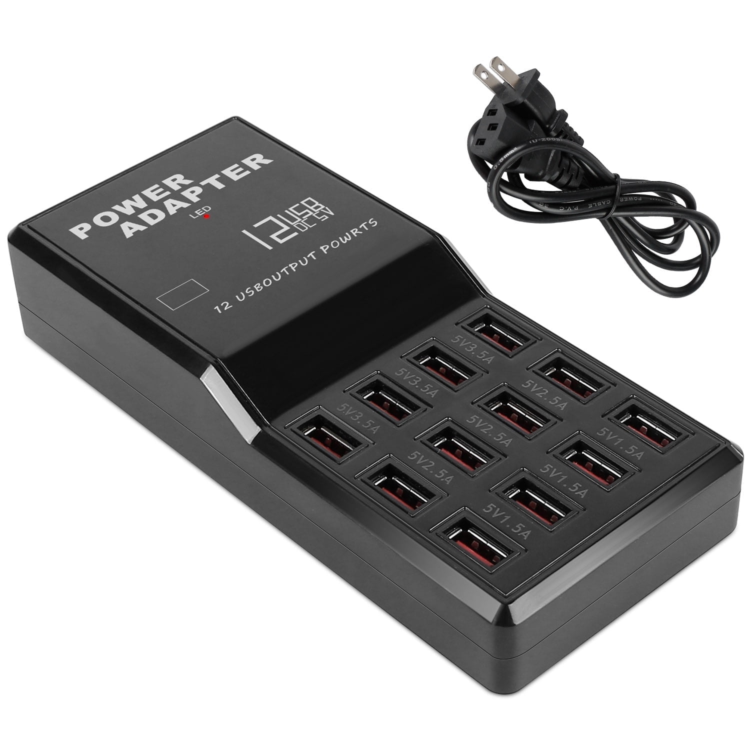 12 Port Charger TeqHome Multi-Port USB Adapter 5V 12A Power Adapter ...