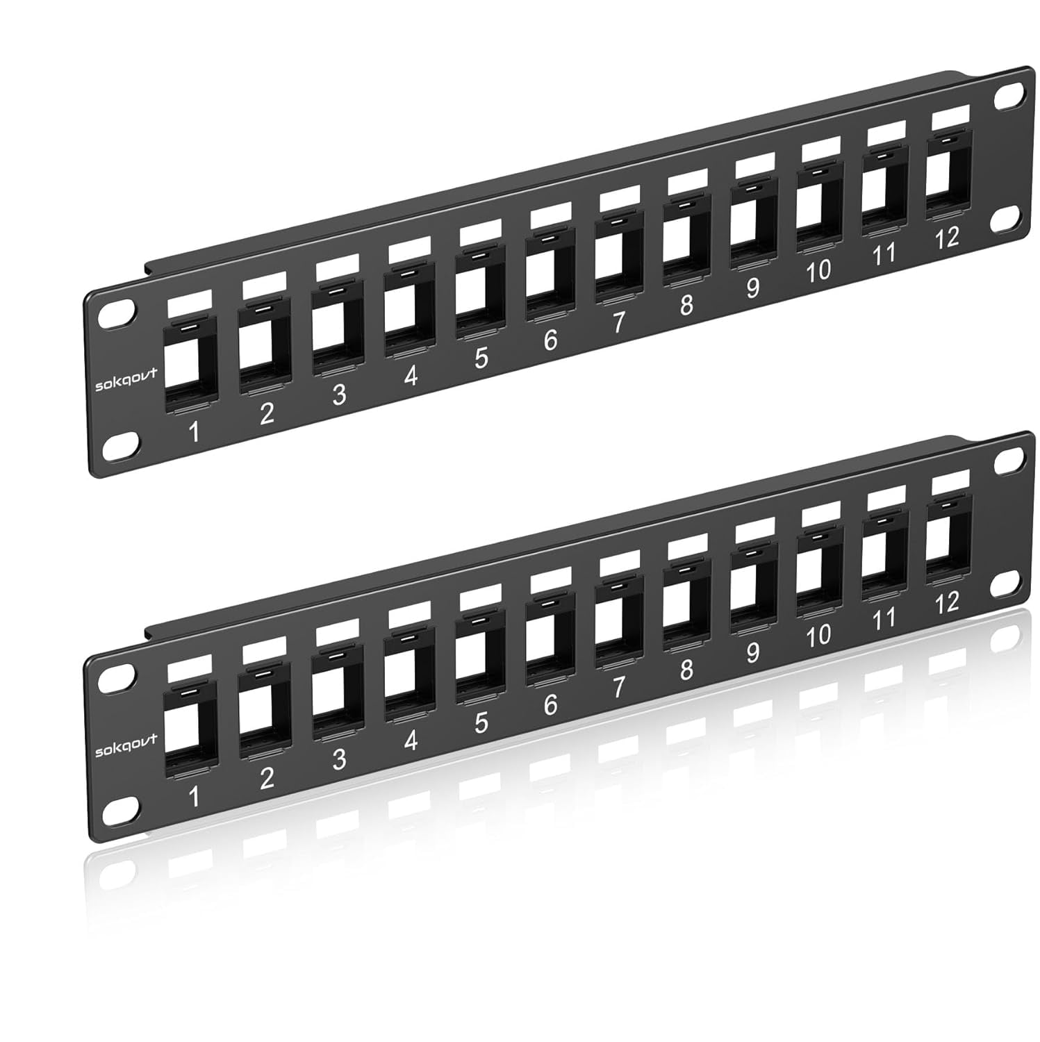 12 Port Mini Blank Keystone Patch Panel with Snap-in Design (2 Pack ...