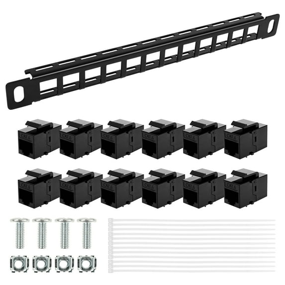 12-Port Patch Panel 0.5U Cat6 Network Patch Panel Compatible with ...