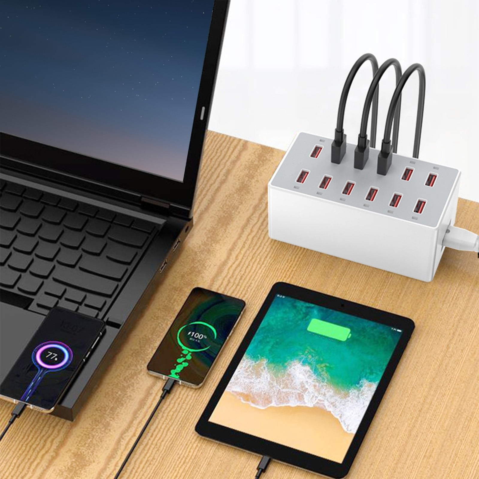 12-Port USB Charging Station with Smart IC Technology, 60W Multi-Port ...