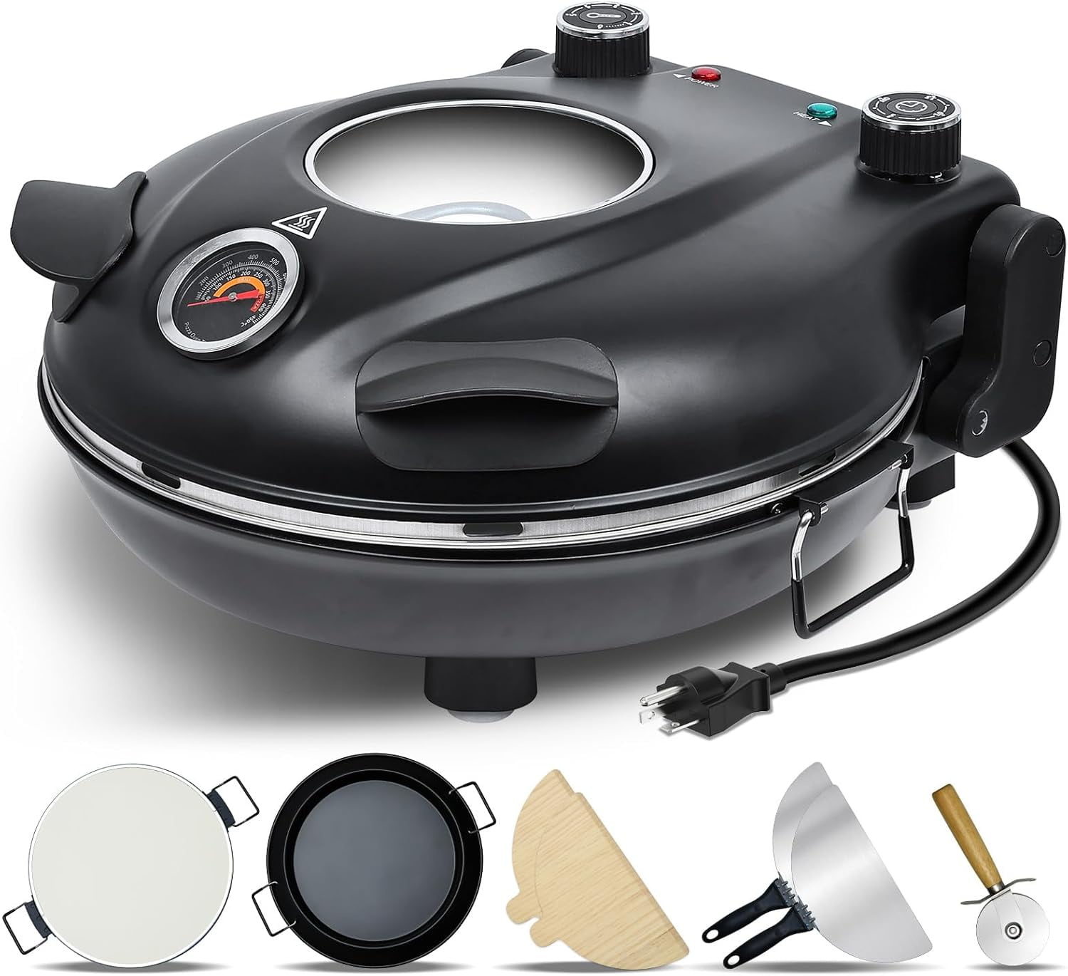 12" Portable Indoor Pizza Oven with Timer, Pizza Stone & Grill Pan ...