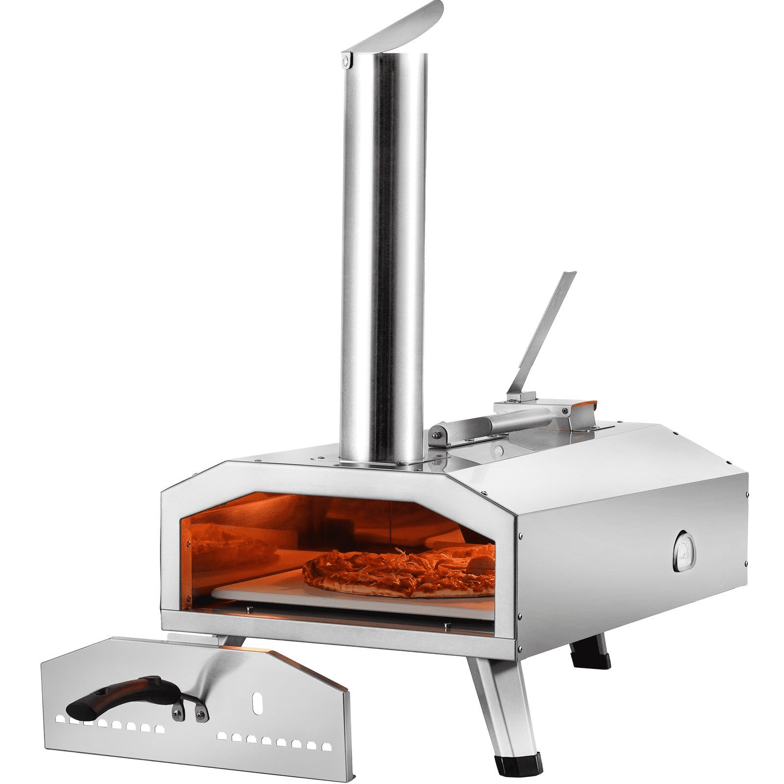 12" Portable Pizza Oven - Wood Pellet BBQ - Stainless Steel - 1000°F ...