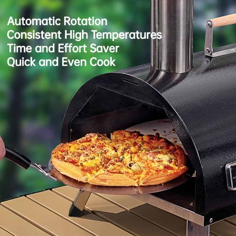 12" Portable Wood Fired Pizza Oven with Automatic Rotating Turntable ...