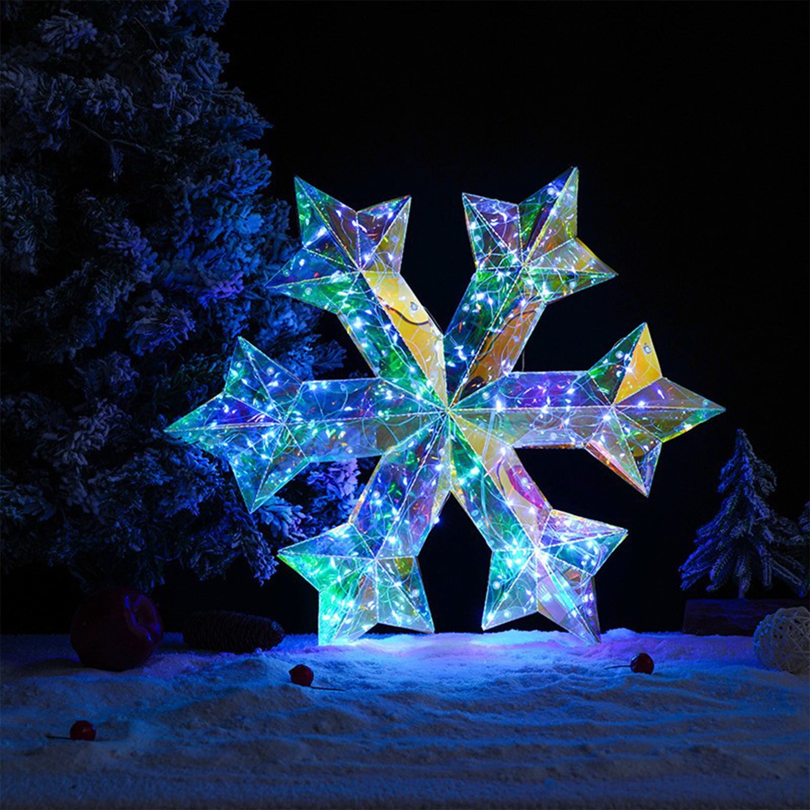 12 in Prismatic Iridescent Snowflake Light Decorations, Prismatic ...