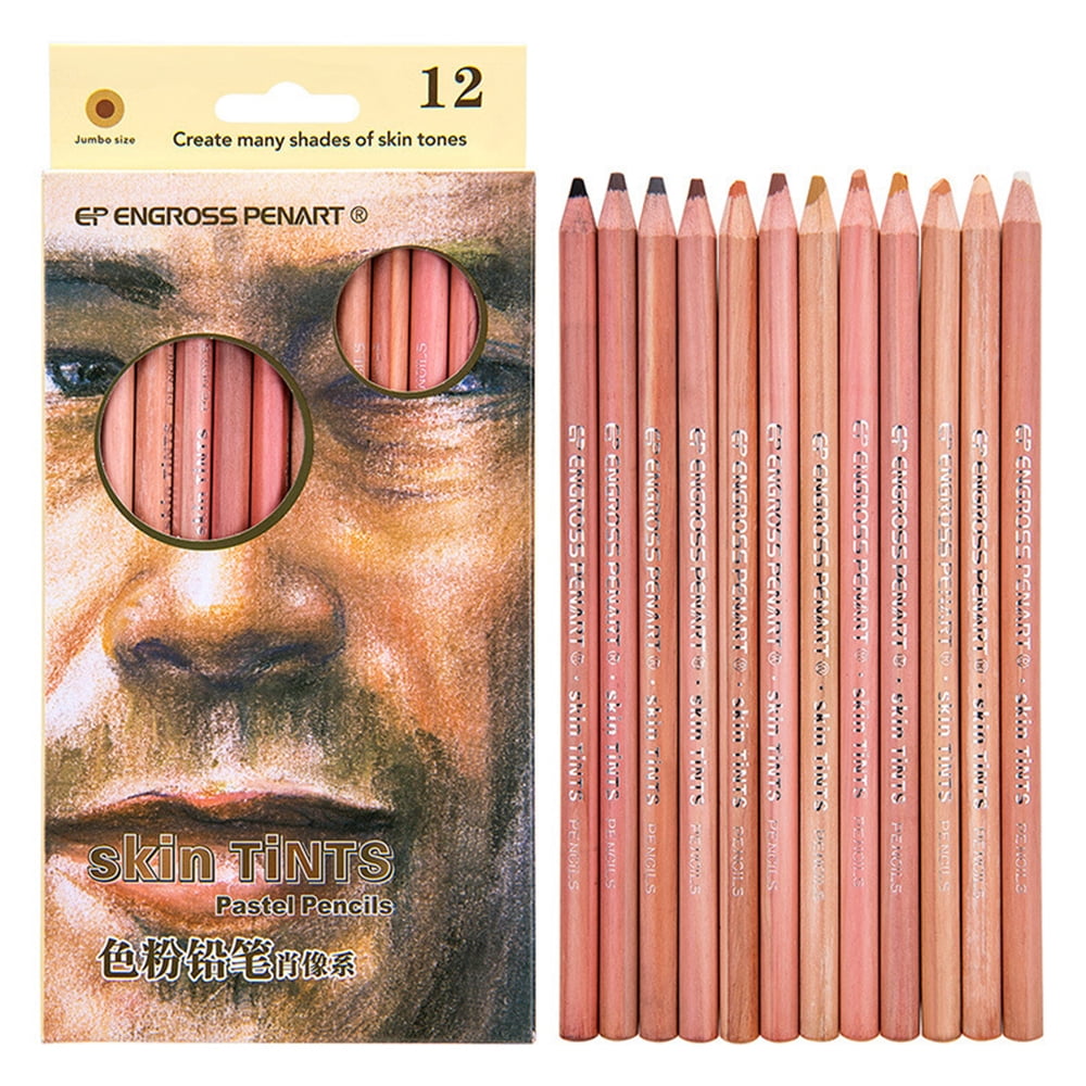 12 Professional Soft Pastel Pencils Wood skin tint pastel pencil ...