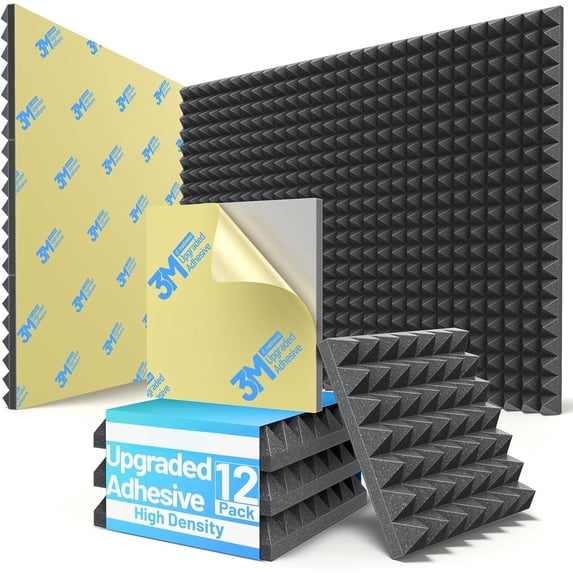 12 Pyramid Sound Proof Panels for Walls with Self- 2"X12"X12" High ...