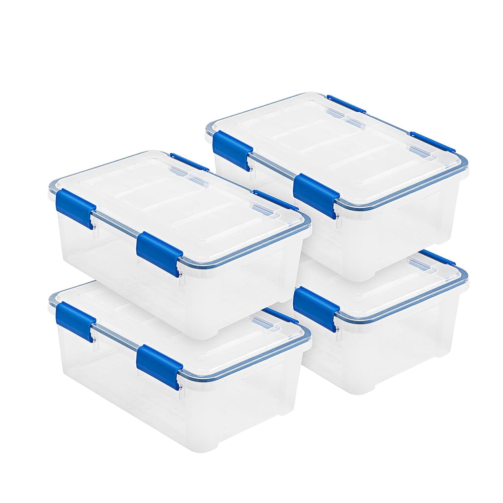 12 Qt 4 Pack Storage Box with Gasket Seal Lid, Heavy Duty Moving ...