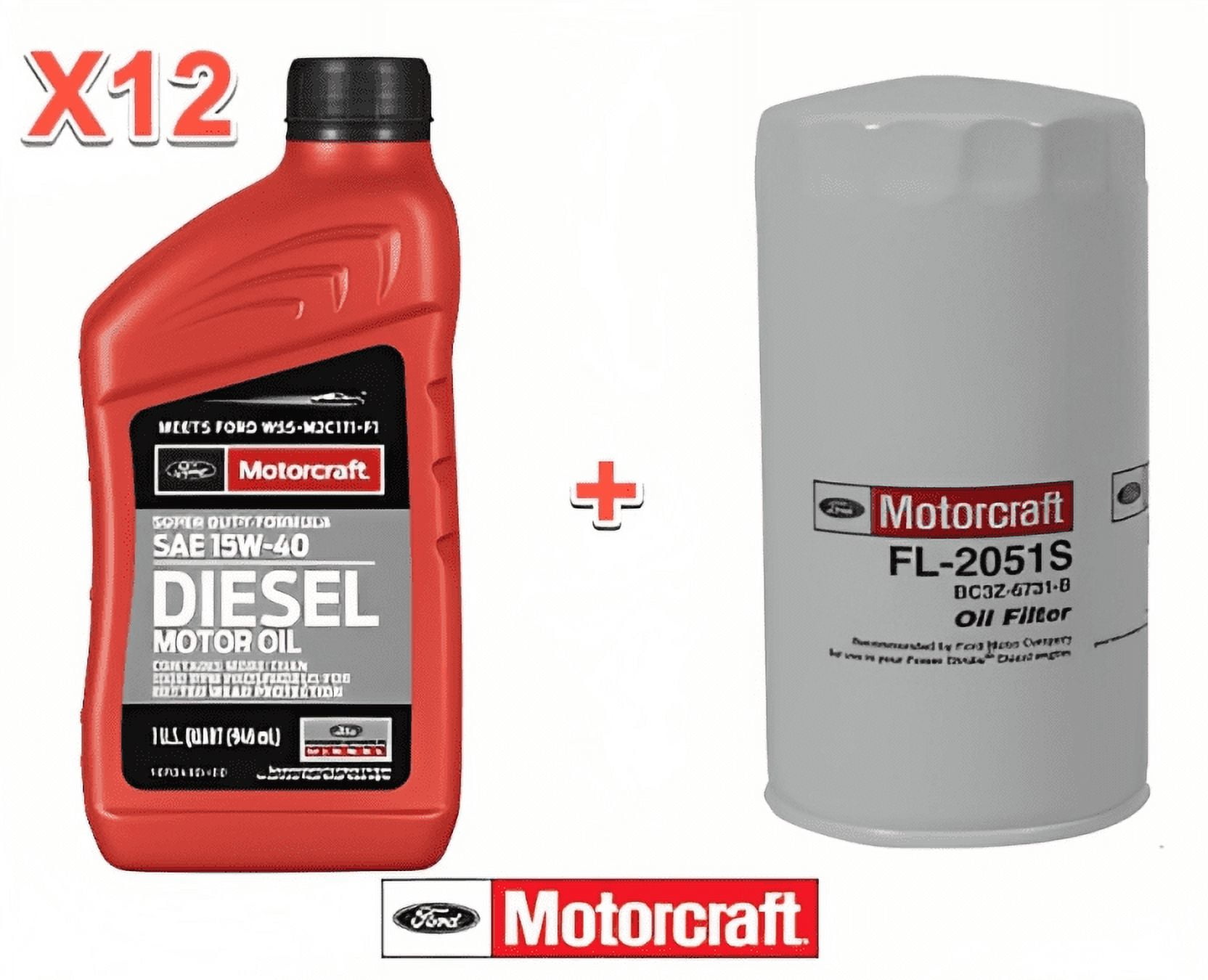 12 Qt Diesel Engine Motor Oil & Filter FORD MOTORCRAFT SAE15W-40 FL ...