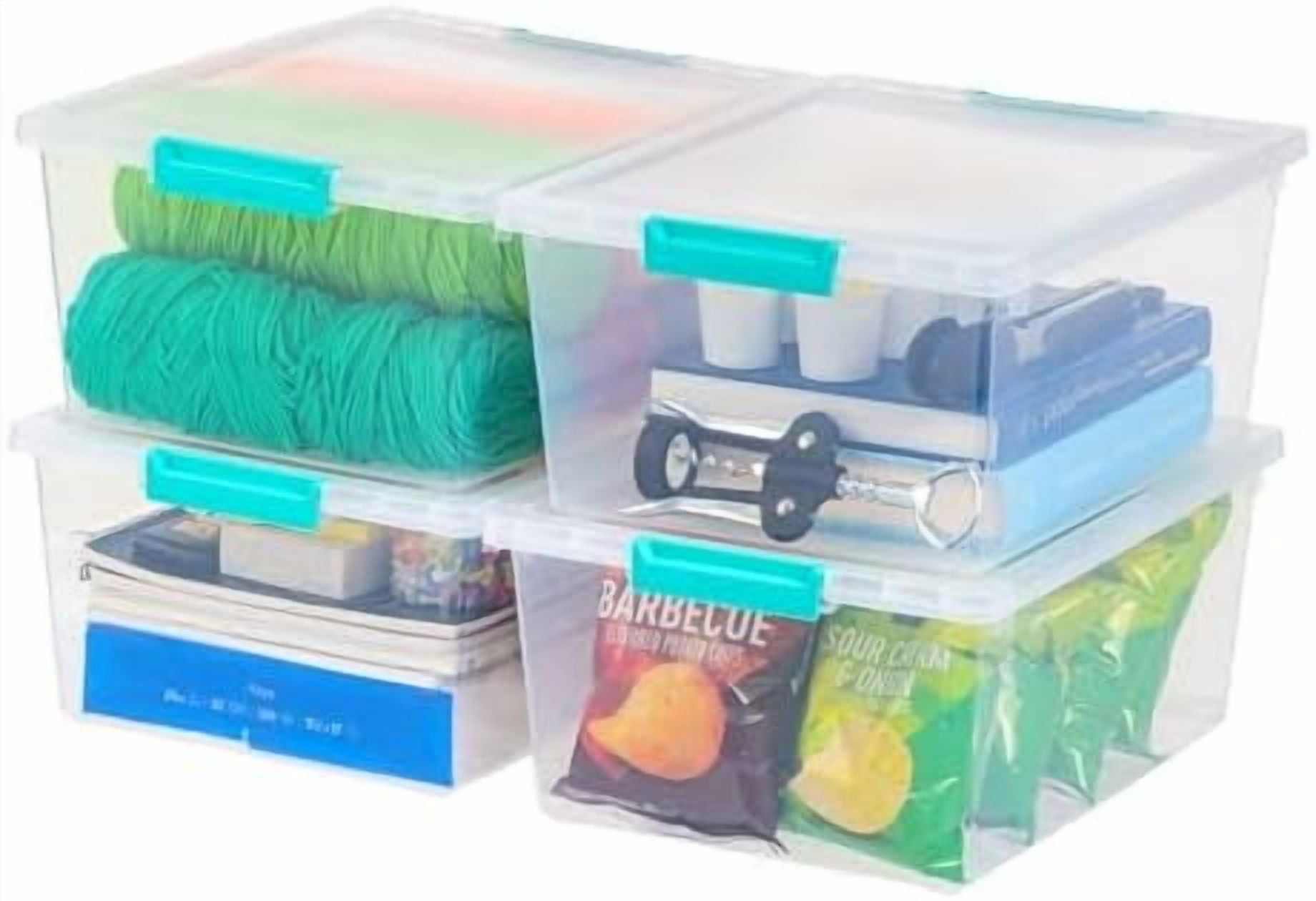 12 Qt. Plastic Storage Bins Containers with Lids, 4 Pack, Small Sensory ...