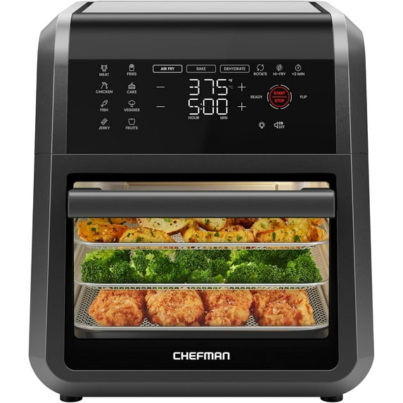 12-Quart 6-in-1 Air Fryer Oven with Digital Timer, Touchscreen, and 12 ...