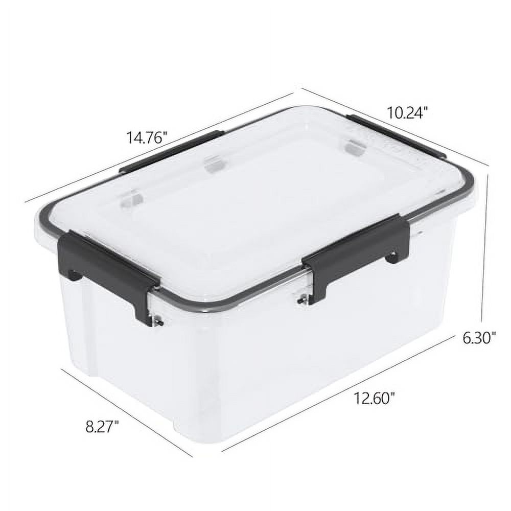 12 Quart Clear Plastic Storage Box with Gasket Seal Lid, Set of 6 Stackable Plastic Storage Bins ...