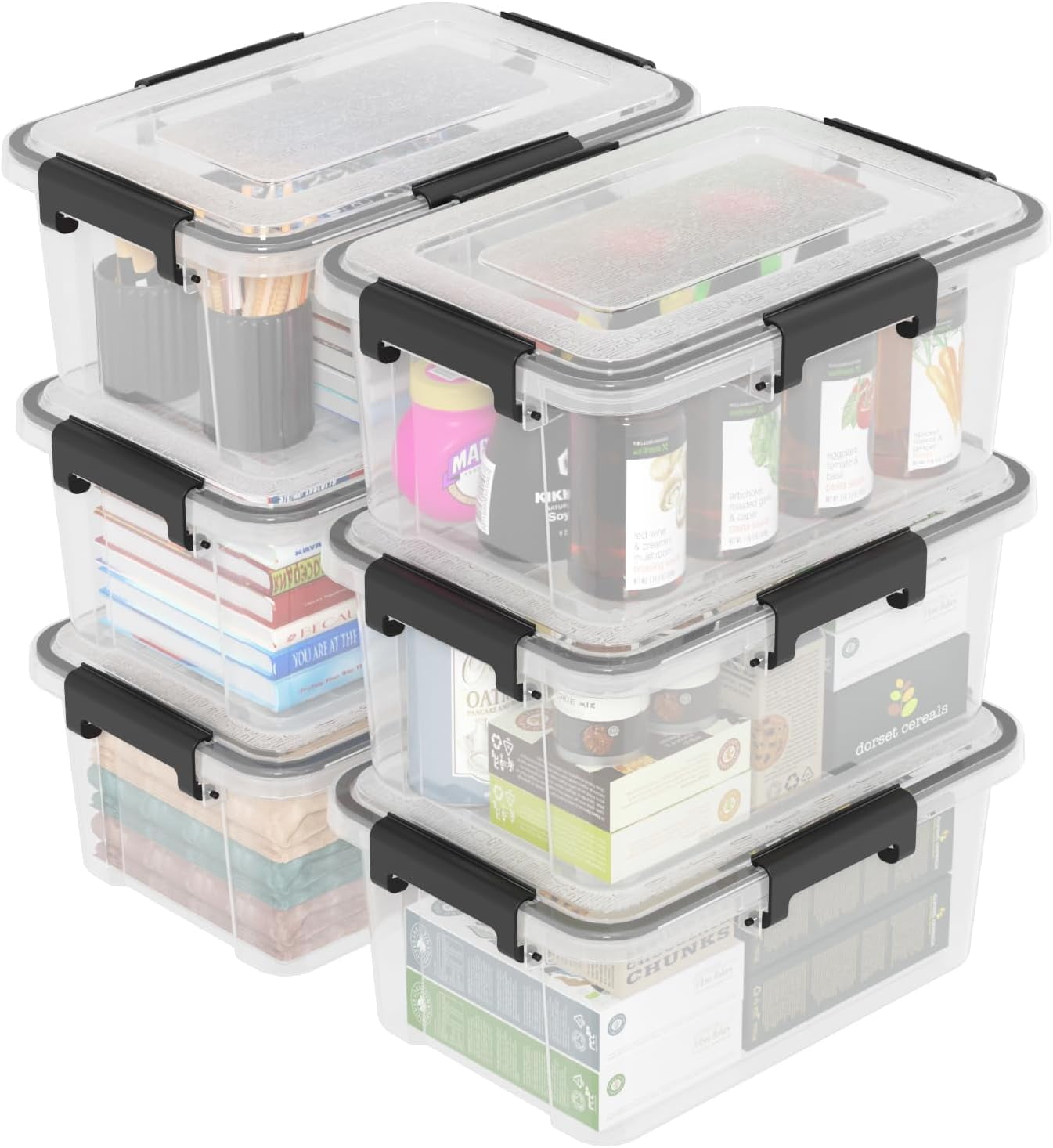 12 Quart Clear Plastic Storage Box with Lid, Latching Storage Box, Pack ...