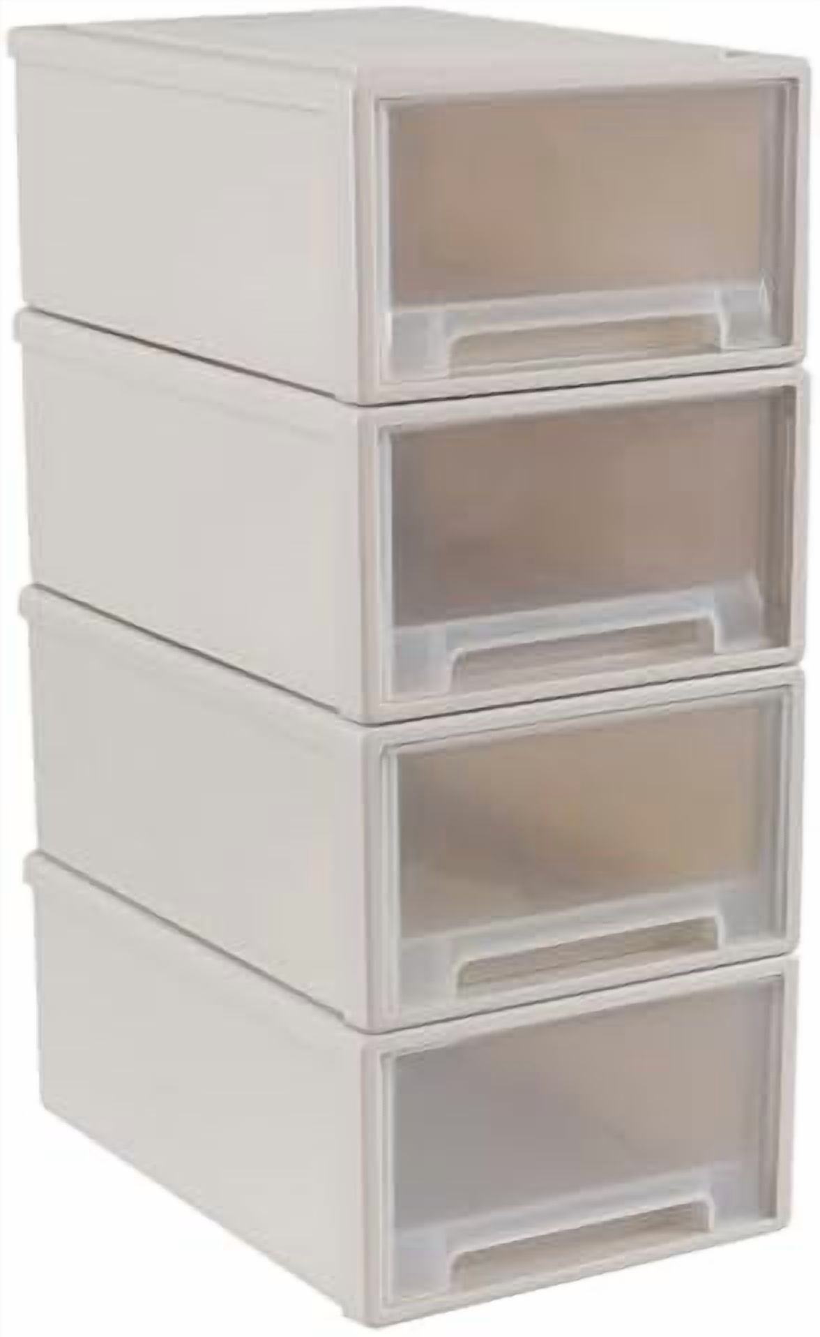 12 Quart Desktop Storage Organization Unit, 4 Pack Plastic Stacking ...