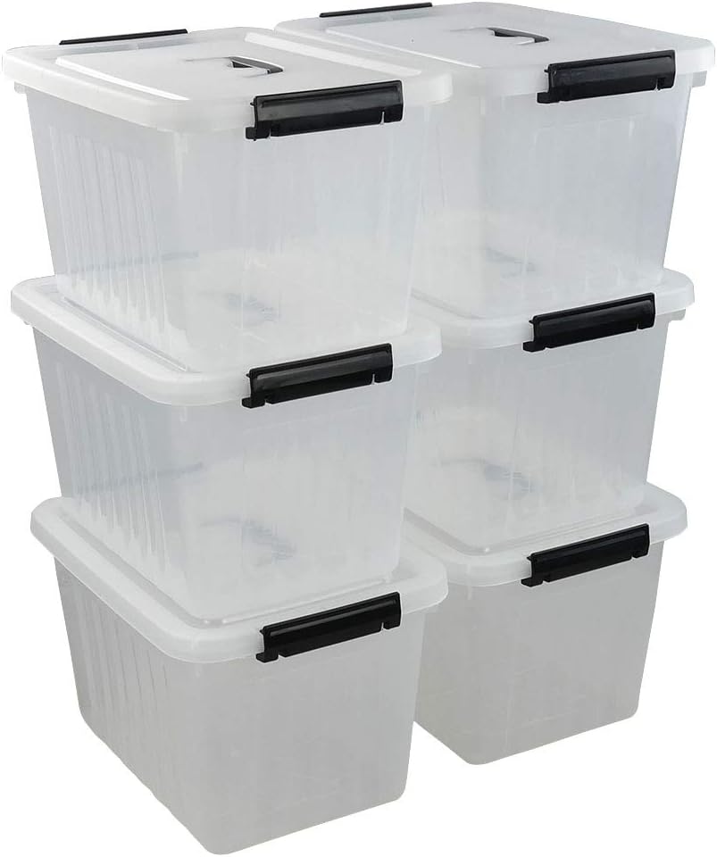 12 Quart Latching Storage Bins with Wheels, 6-Pack, Stackable Plastic ...