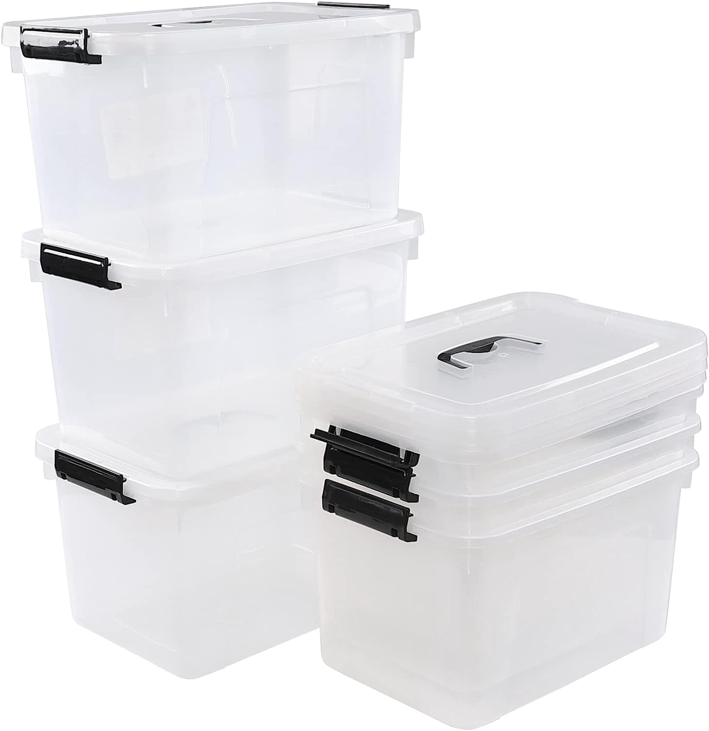 12 Quart Plastic Storage Bin with Lid, Clear Latch Box, 6 Packs ...