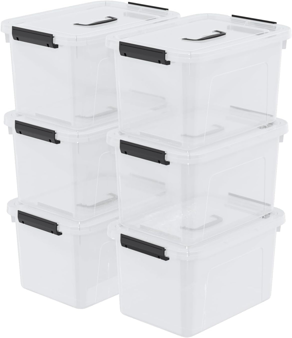 12 Quart Plastic Storage Bins with Lids, Plastic Storage Latch Box with ...