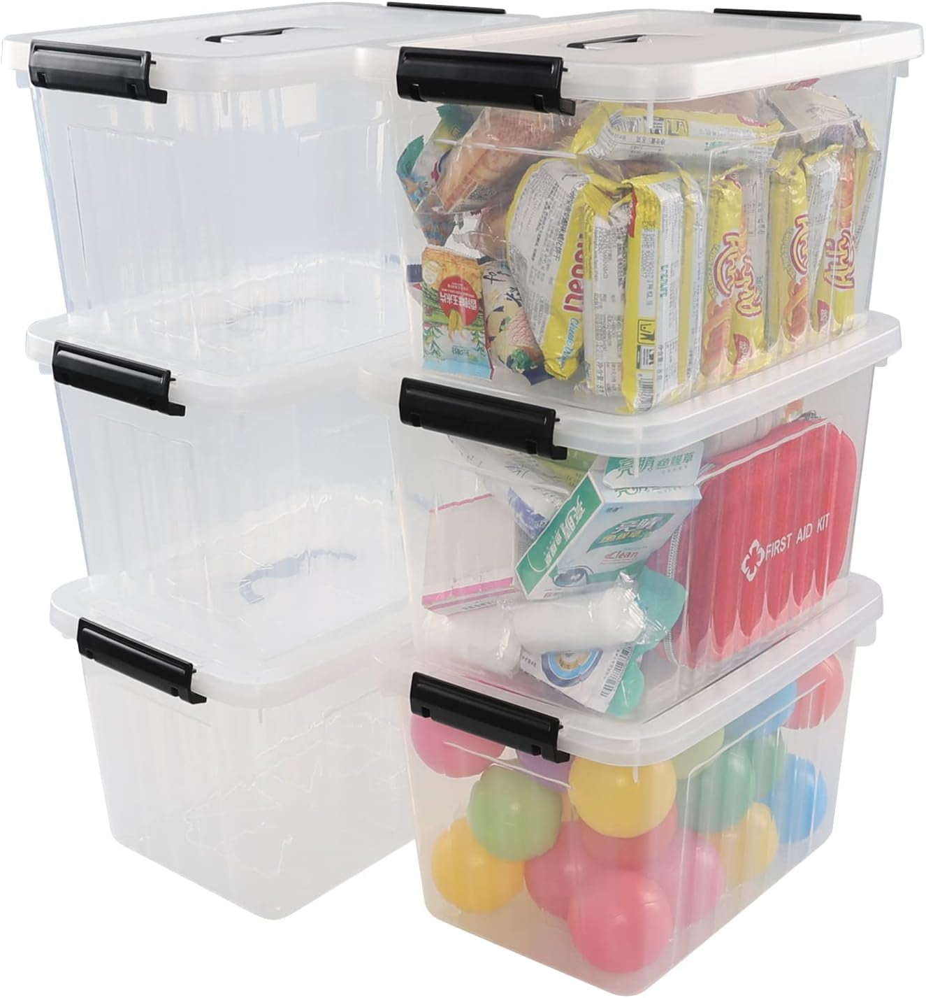 12 Quart Plastic Storage Bins with Lids and Handles, 6 Packs - Walmart.com