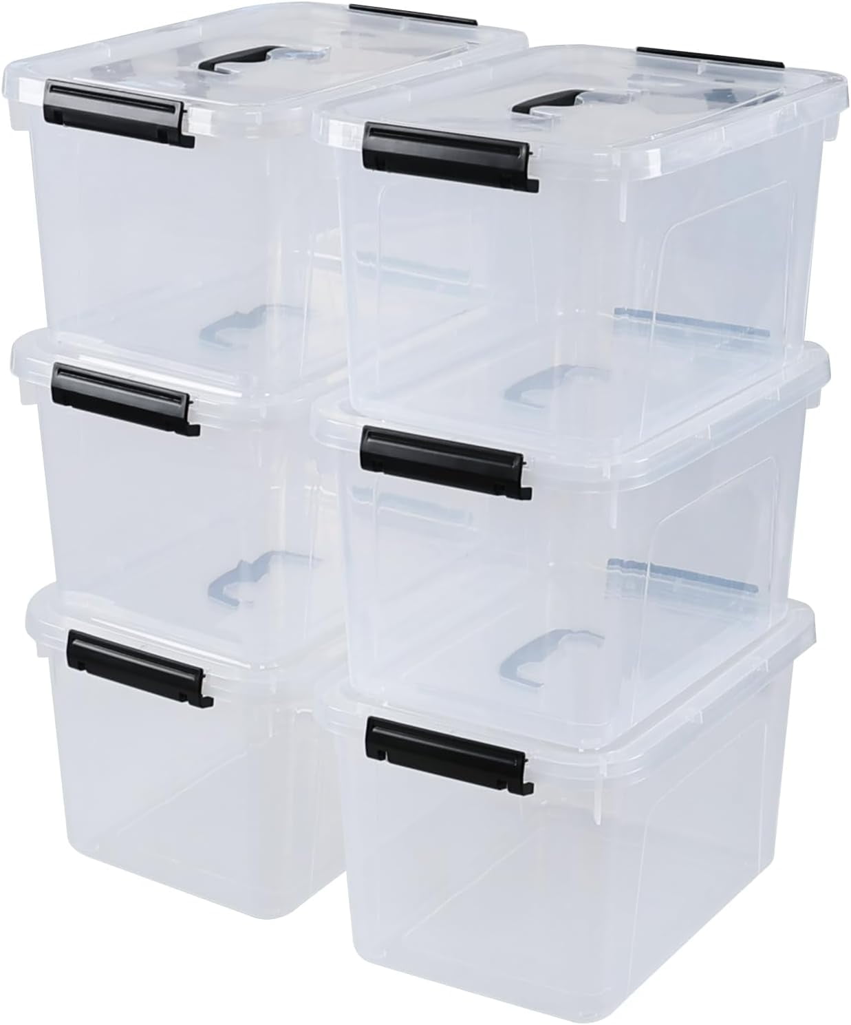 12 Quart Plastic Storage Latch Bins with Handle, Clear Plastic ...
