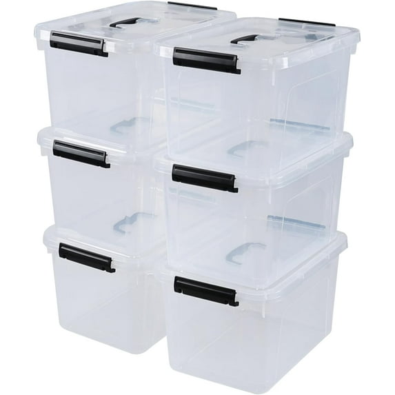 12 Quart Plastic Storage Latch Bins with Handle, Clear Plastic ...