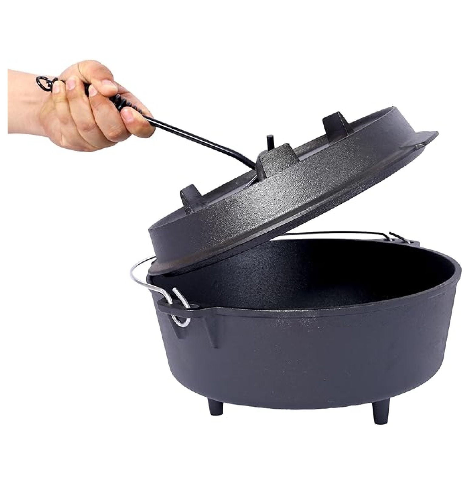 12 Quart Pre-Seasoned Cast Iron Dutch Oven with Skillet Lid, Outdoor ...