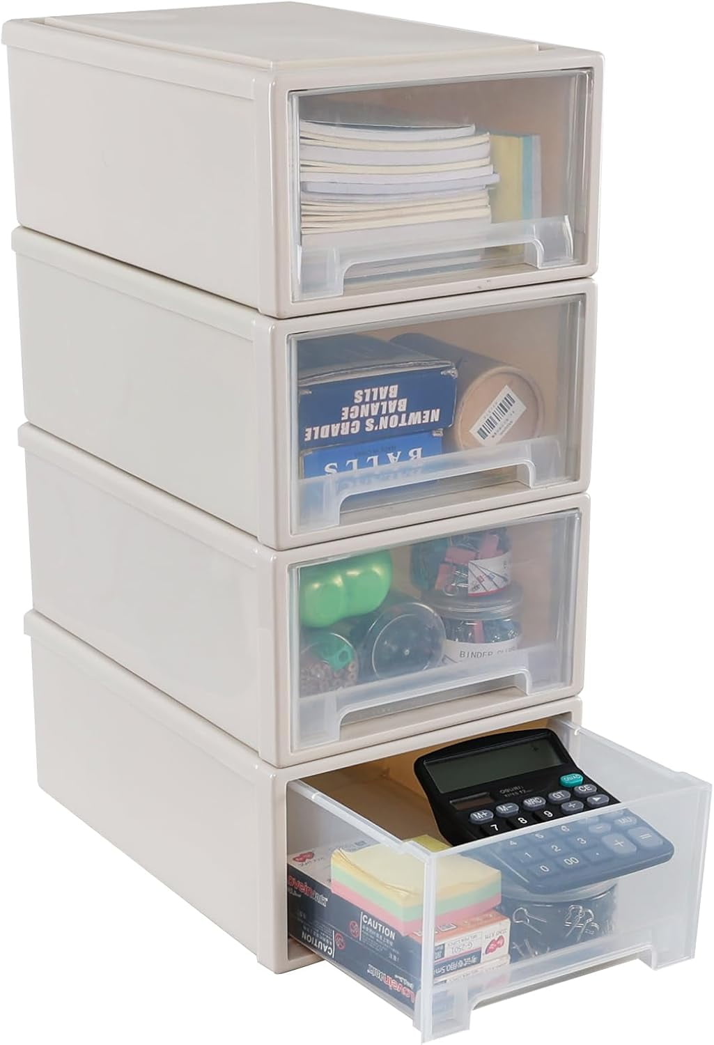 12 Quart Stackable Storage Drawers, Plastic Stacking Drawer, 4 Packs ...