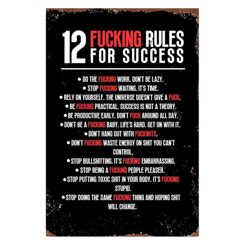 12 RULES FOR SUCCESS Novelty Tin Metal Sign Plaque Bar Pub Vintage ...