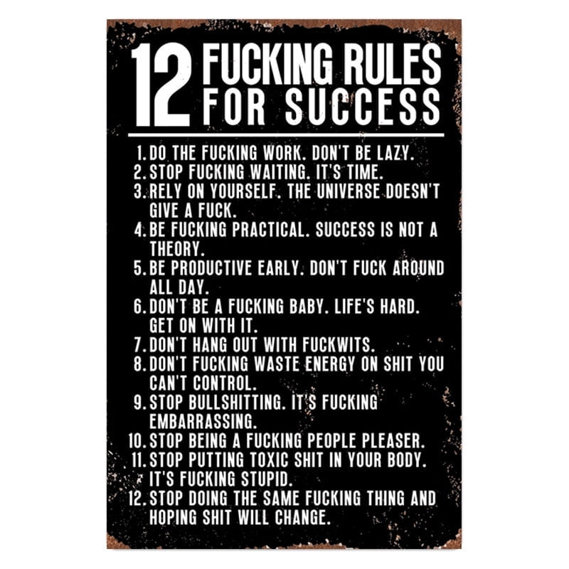 12 RULES FOR SUCCESS Novelty Tin Metal Sign Plaque Bar Pub Vintage ...