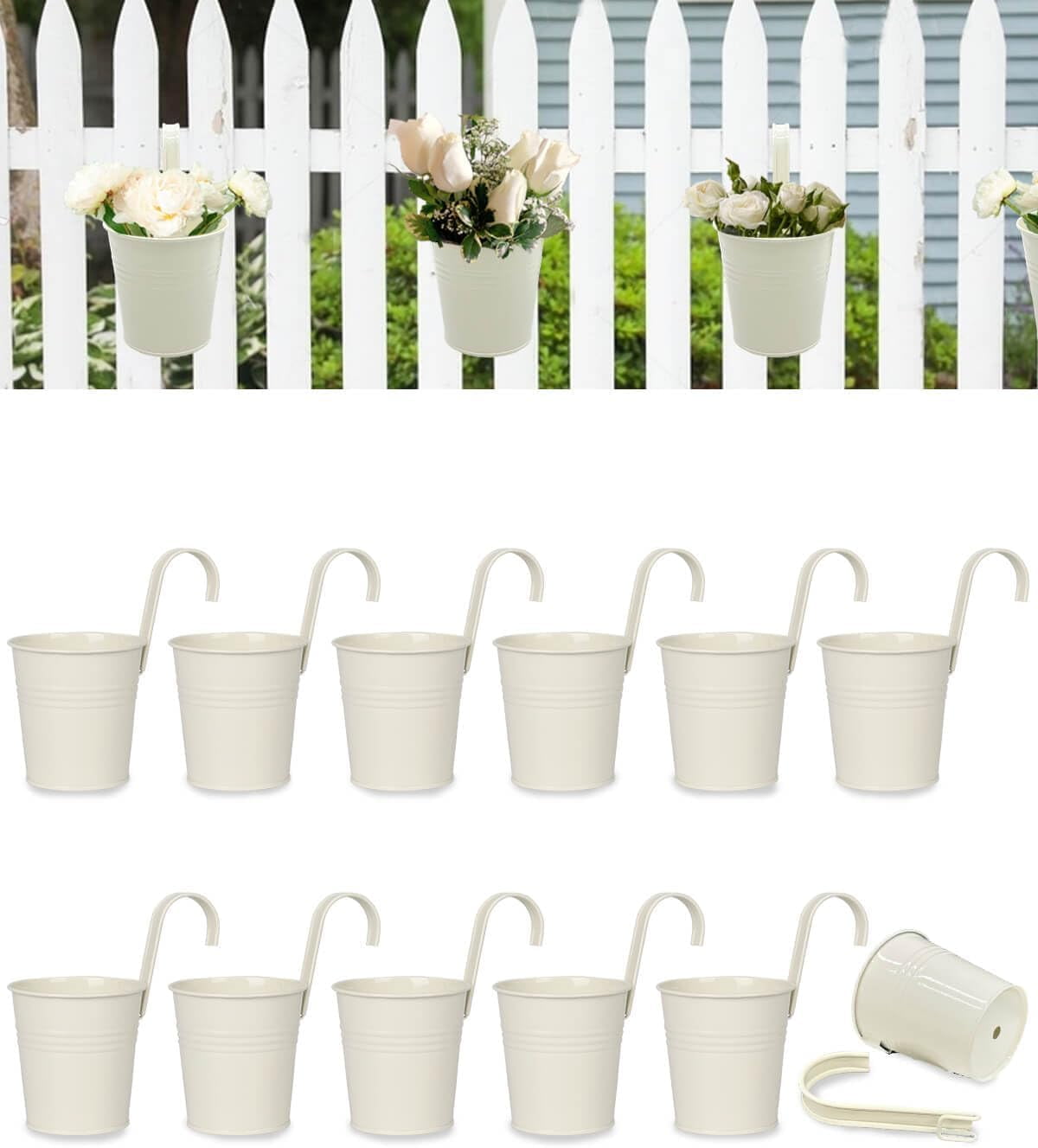 12 Railing Planter for Outdoor - 4 Inch Small Balcony Flower Pots with ...