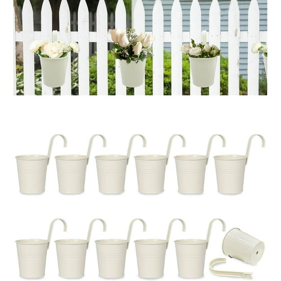 12 Railing Planter for Outdoor - 4 Inch Small Balcony Flower Pots with ...