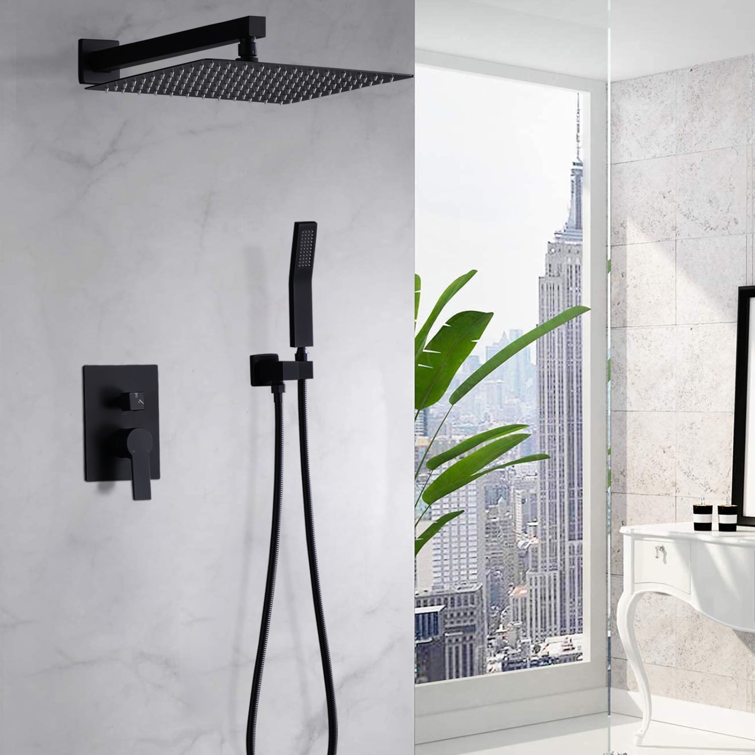 12” Rain Shower Combo Set with Hand Shower Luxury Bathroom System ...