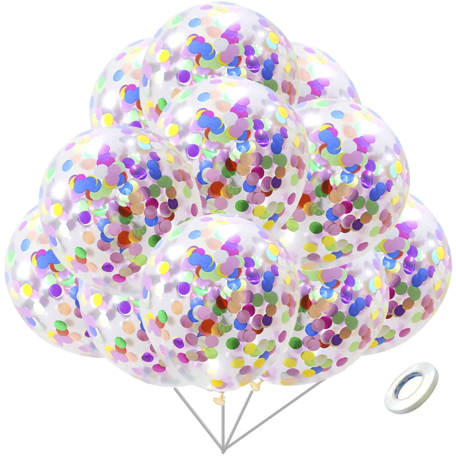 12" Rainbow Multi-Color Foil Confetti Balloons, 45 Count, Colorful Ice ...