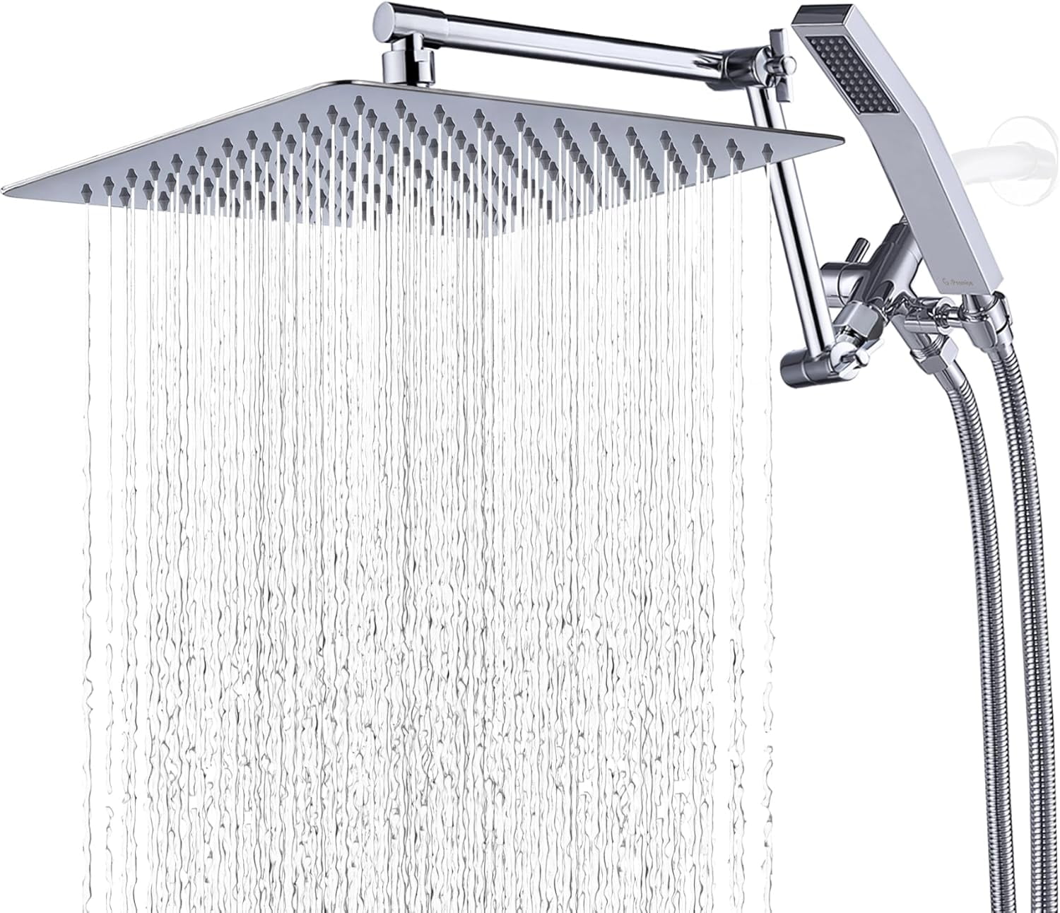 12 Rainfall Shower with Handheld Combo, 3 Settings Diverter, Adjustable ...
