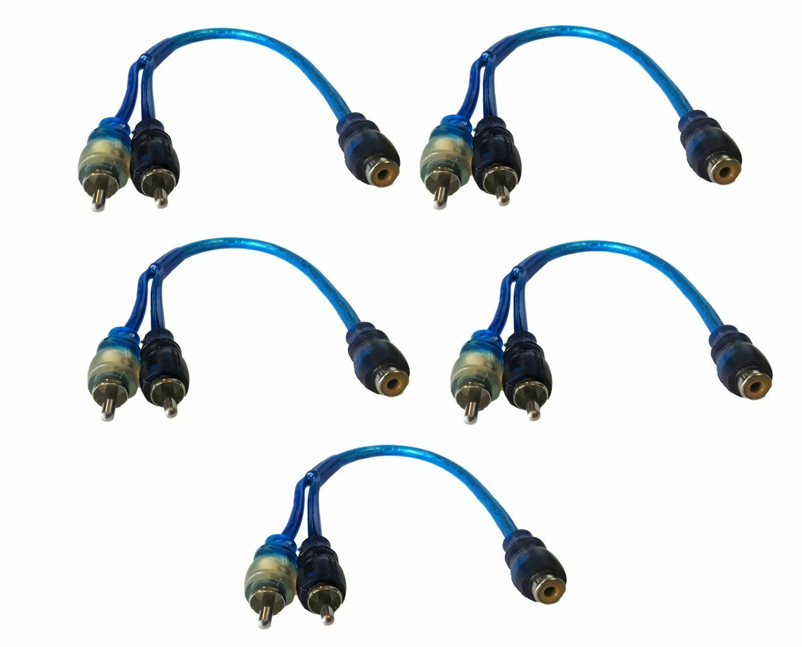 12 Rca Audio Jack Cable Y Splitter Adapter 2 Male To 1 Female Plug 5 ...